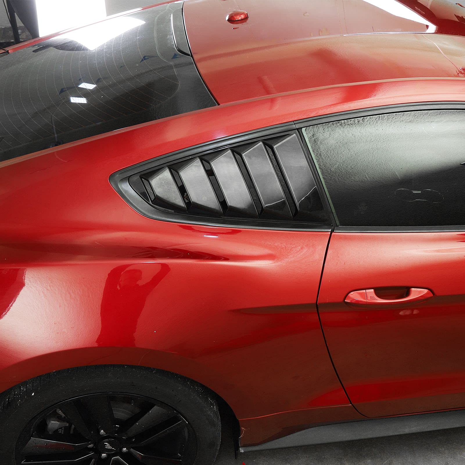 RT-TCZ Rear Quarter Side Window Scoop Louvers Sun Shade Cover Wind Vent Air Deflector Decoration Exterior Accessories for Ford Mustang 2015-2022,2PCS (Black)