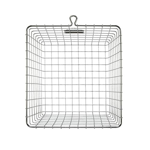 Takyl Home Medium Vintage Kitchen Pantry Basket with Customizable Label Plate for Shelves, Pantry, Closet and Food Storage, Large, Chrome