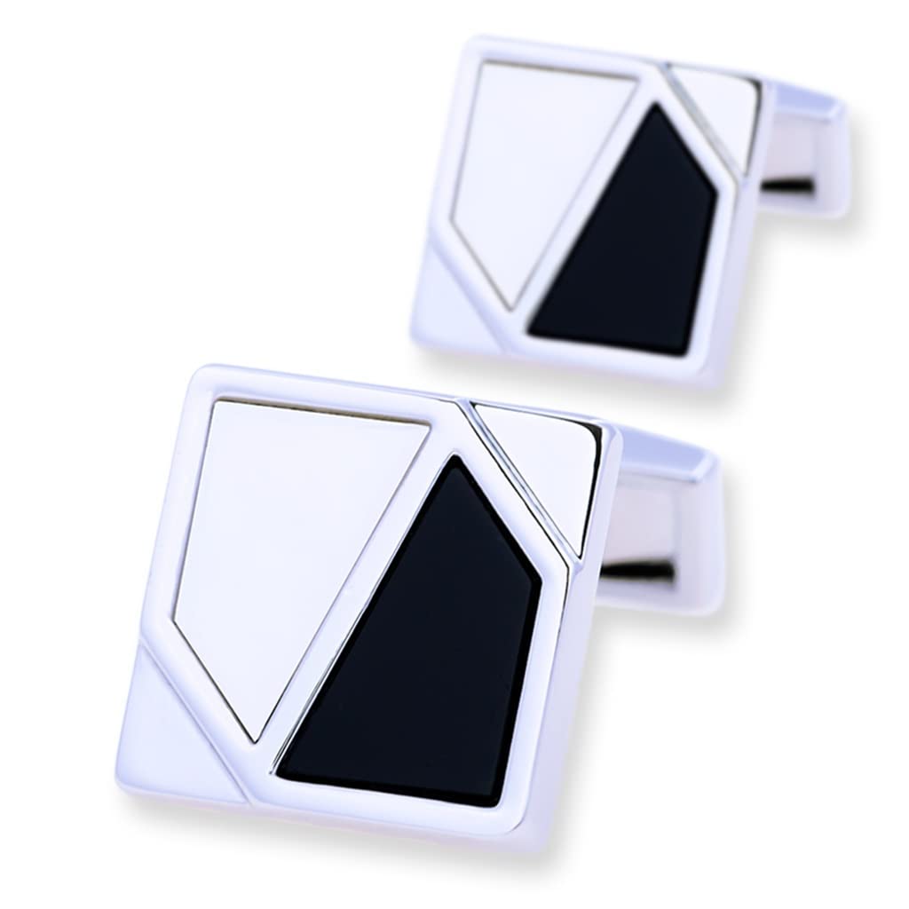 Shirt Men's French Cufflinks Black and White Shell Metal Irregular Splicing Cufflinks Buttons (Color : A, Size : 16 * 16mm) (A 16 * 16mm)