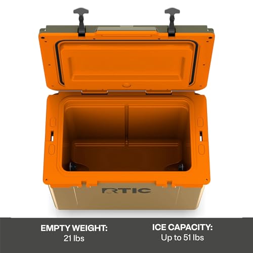 RTIC Ultra-Light 52 Quart Hard Cooler Insulated Portable Ice Chest Box for Beach, Drink, Beverage, Camping, Picnic, Fishing, Boat, Barbecue, 30% Lighter Than Rotomolded Coolers, Trailblazer
