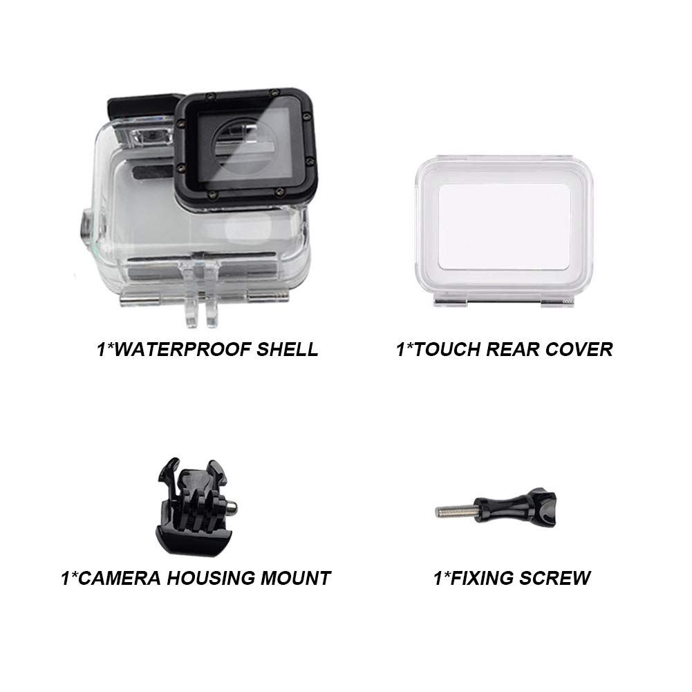ParaPace Waterproof Housing Case for GoPro Hero 7 White/Silver,Protective 45m Underwater Dive Case Shell with Replaceable Touch Back Cover for GoPro Camera Accessories
