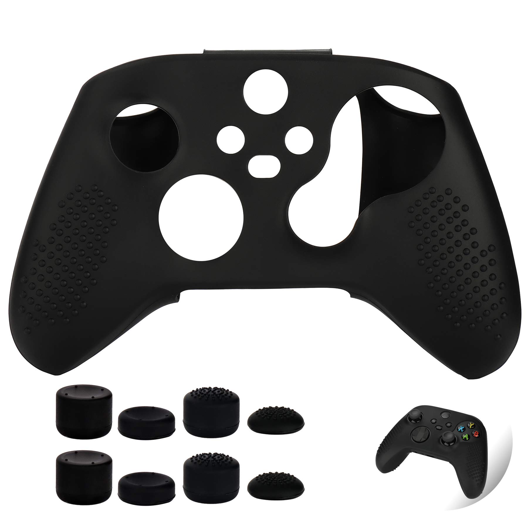RTop Soft Anti-Slip Silicone Controller Cover Skin Protective Case for Xbox Series X/S Controllers (with 8 Thumb Grips Caps)