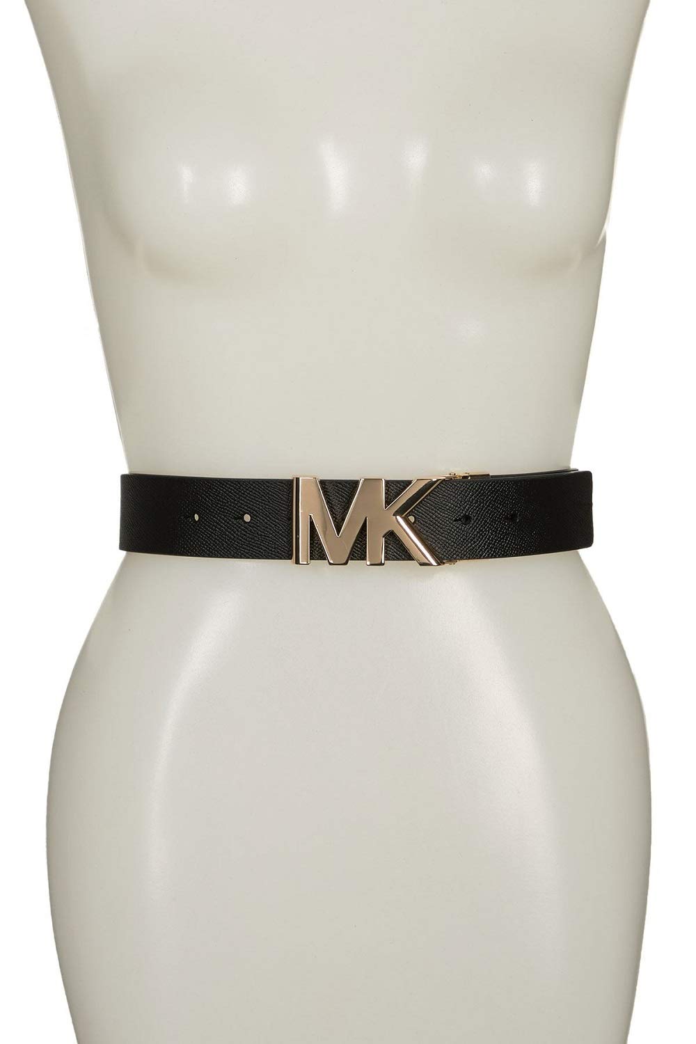 Michael Kors Saffiano Leather Reversible MK Logo Plaque Buckle Belt (M)