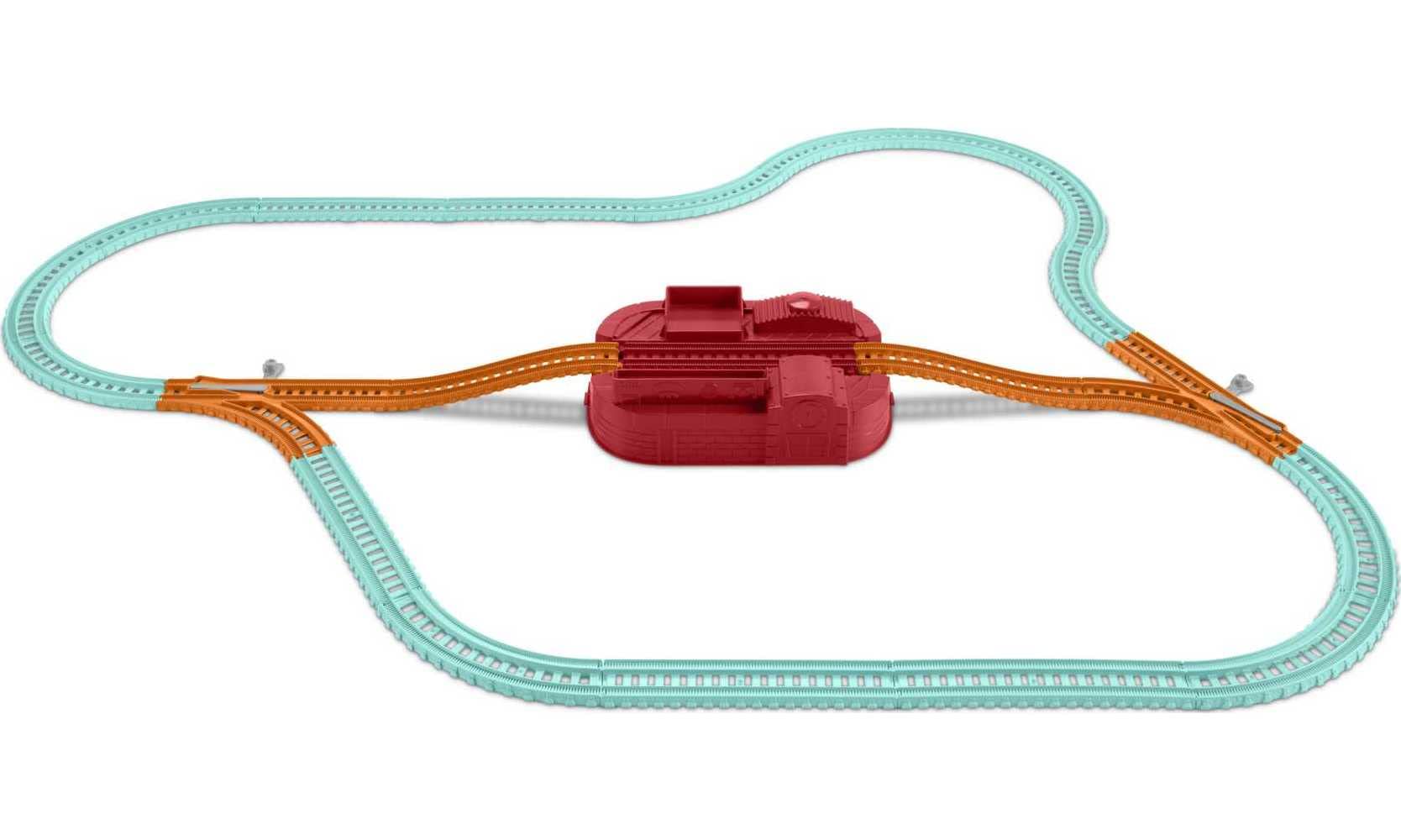 Thomas & Friends Thomas, Nia, Percy, & Kana Motorized 4-Pack Train Engine Set for Preschool Kids Ages 3 and up & Trackmaster Builder Bucket, Storage Container with 25 Train Track and Play Pieces