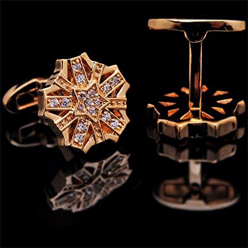 Shirts Men's Cufflinks Gold Shine Cufflinks Buttons Wedding Guest Shirts Cuff Accessories (Color : A, Size : 17 * 17mm) (A 17 * 17mm)