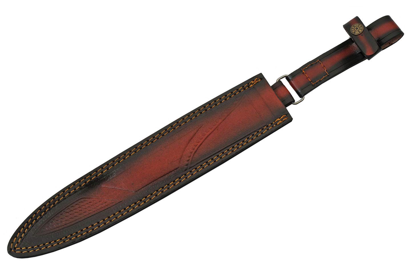 Szco Supplies 18.5" Red/Black Braided Wood Handle Damascus Steel Spear-Point Hunter's Knife