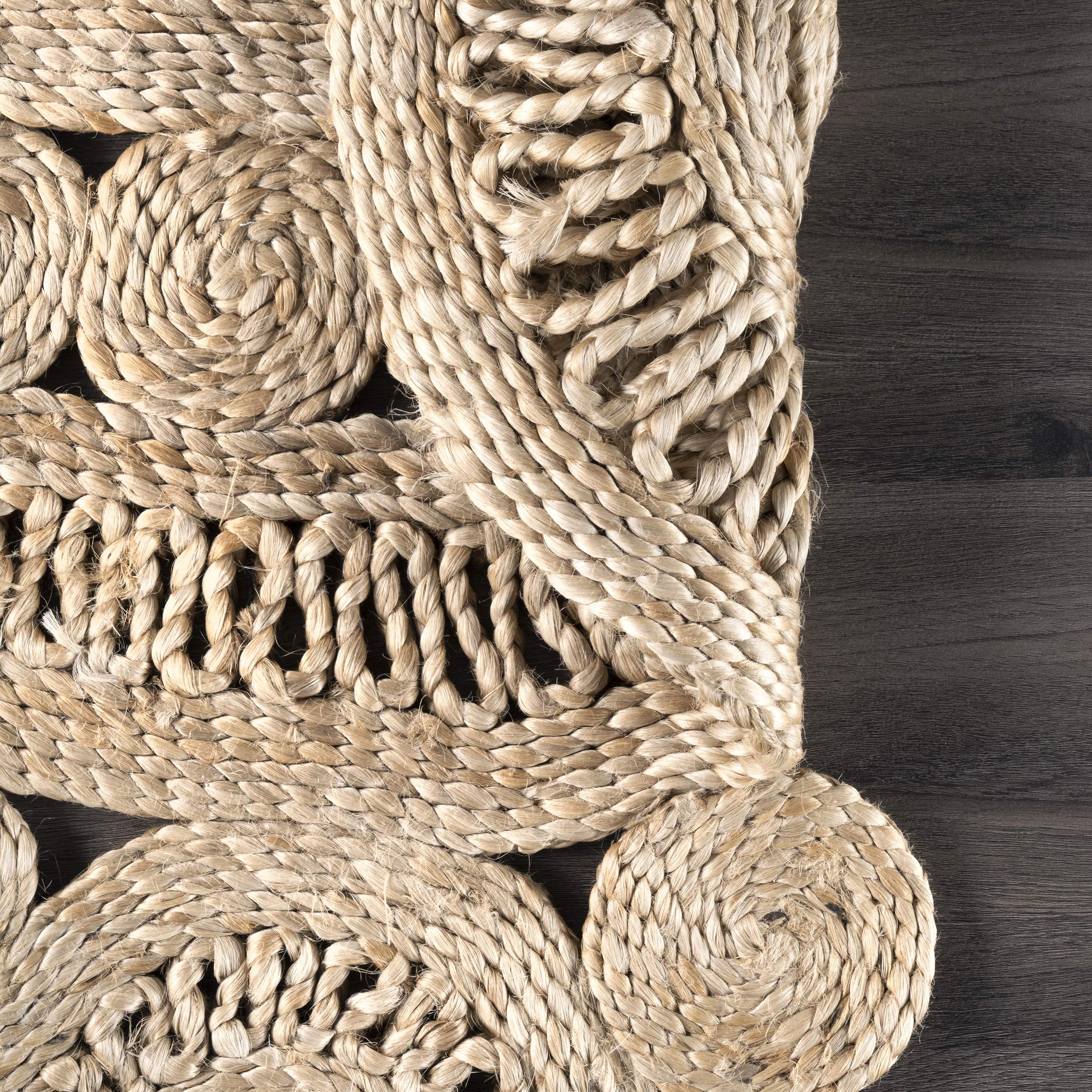 nuLOOM Bree Floral Braided Jute Area Rug, 6' Round, Natural
