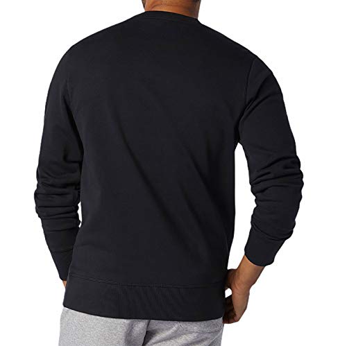 New Balance Men's NB Essentials Stacked Logo Crew Neck Sweatshirt, Black , Medium