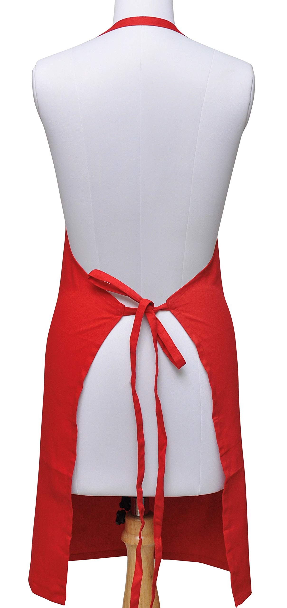 Yourtablecloth Cotton Cloth Cooking Kitchen Apron – 3 Classic Colors – Adjustable Neck Strap – Long Waist Tie – Large Front Pocket – Ideal for Cooking, Cleaning, Gardening & More Red