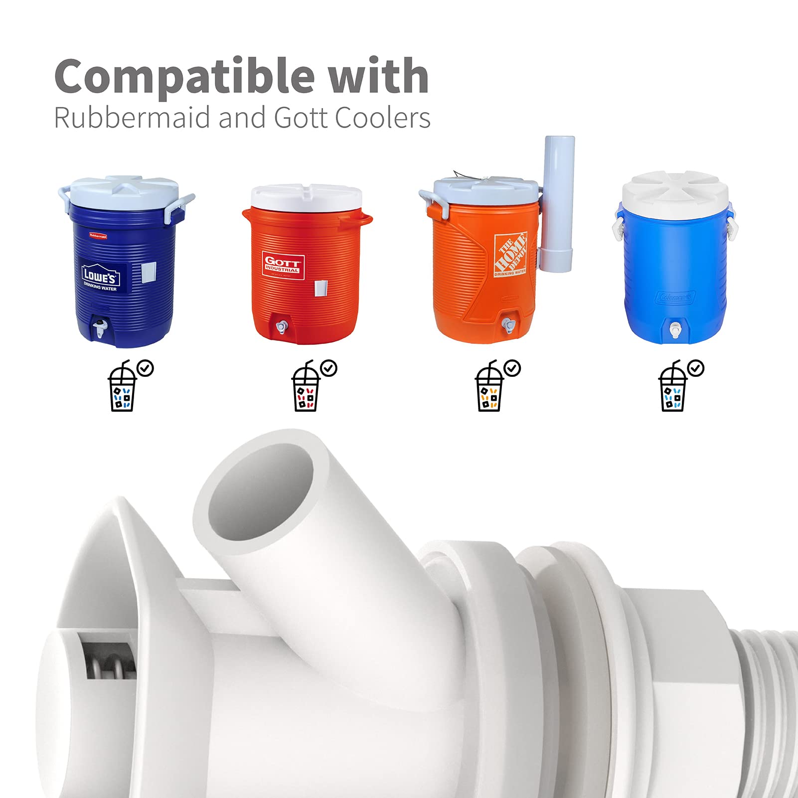 ZAITOE Water Cooler Spigot for Rubbermaid Gott Cooler Valve, Push-Button Plastic Cooler Faucet with Seal Ring, Water Juices Beverages Dispenser Replacement Spigot (Pack of 2)