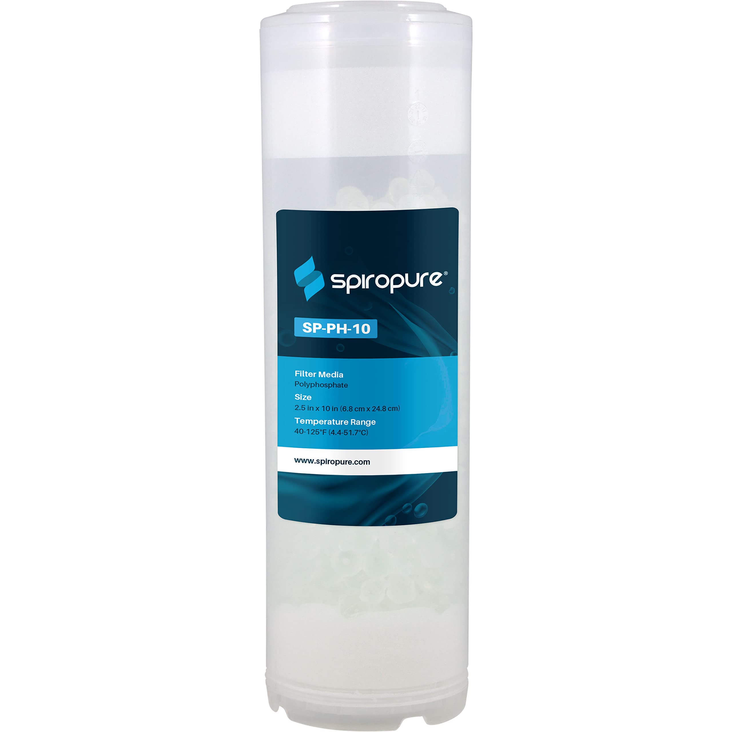 SpiroPure 10x2.5 Polyphosphate Water Filter, Anti-Scale Filter 10 Inch, Hard Water Filter, Scale Inhibitor, Salt Free Water Softener for Shower, Sink, & Whole House