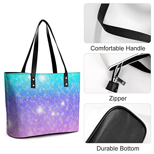 Womens Handbag Mermaid Fish Tail Leather Tote Bag Top Handle Satchel Bags For Lady