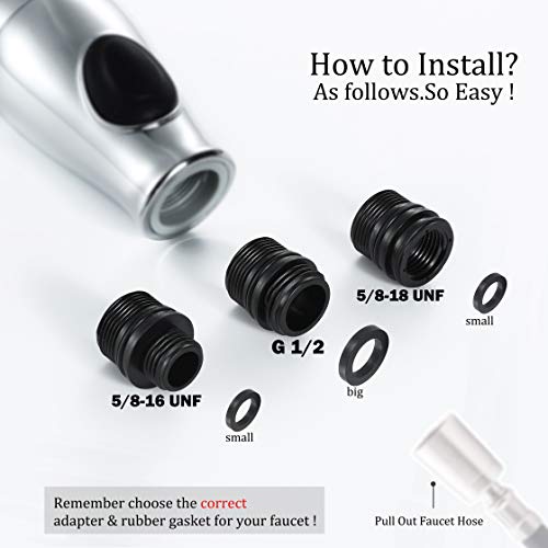 UMIRIO Kitchen Faucet Head Replacement Part Pull Down Universal Kitchen Nozzle Sink Faucet Hose Sprayer Replacement Water Faucet Kitchen Tap Spout Female Male,Chrome,2 Function