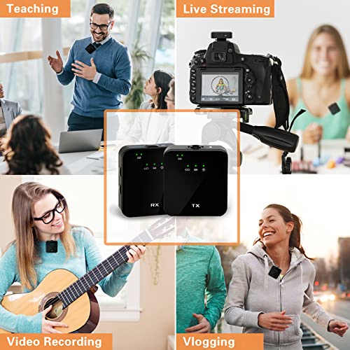 Tamshun Wireless Lavalier Microphone System with Noise-Reducing Mic Adapter, Ideal for Interviews, Vlogging, and YouTube Videos