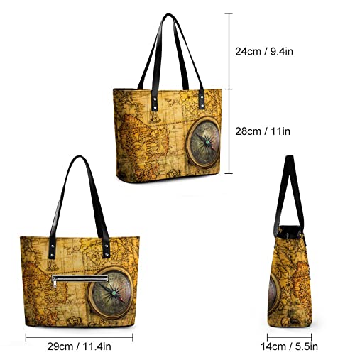 Womens Handbag Compass Leather Tote Bag Top Handle Satchel Bags For Lady
