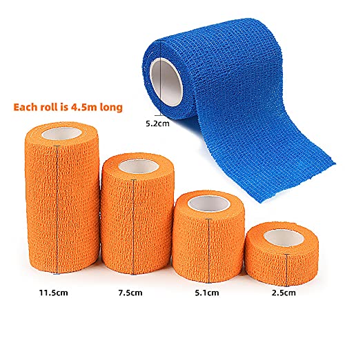 Self-Adhesive Bandage Multicolor Cohesive Bandage Roll Elastic Self Adherent Wrap Ideal for Sports Injuries, Ankle, Knee and Wrist Sprains (8 Rolls Per Pack) (2.5cm+5cm+7.5cm+10cm)