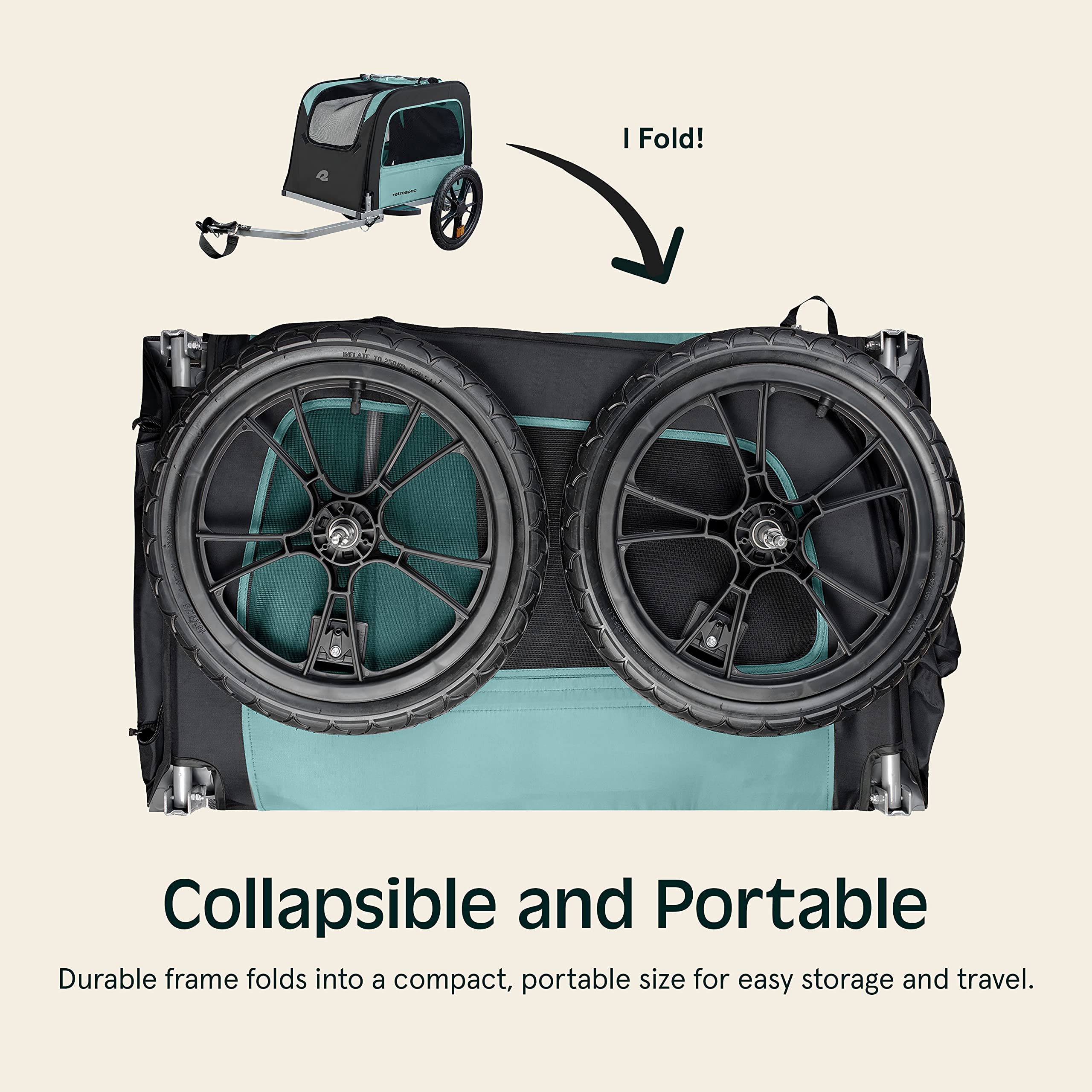 Retrospec Rover Hauler Pet Bike Trailer - Small & Medium Sized Dogs Bicycle Carrier - Foldable Frame with 16 Inch Wheels - Non-Slip Floor & Internal Leash - Blue Ridge, One Size