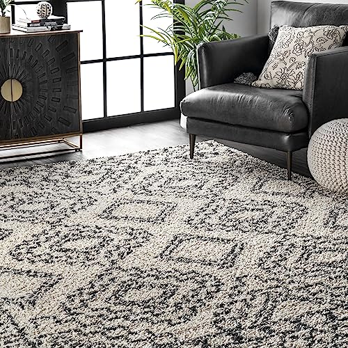 nuLOOM Lacey Moroccan Geometric Shag Area Rug, 4x6, Off-white