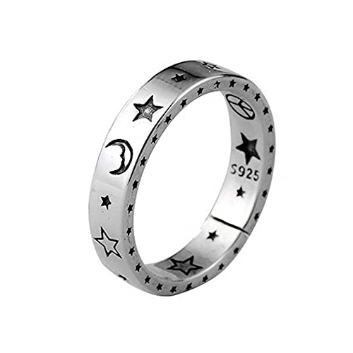 PROTUSTER Silver Knuckle Ring Star Moon Finger Rings Vintage Stackable Fashion Party Finger Ring Jewelry Accessory for Women and Girls