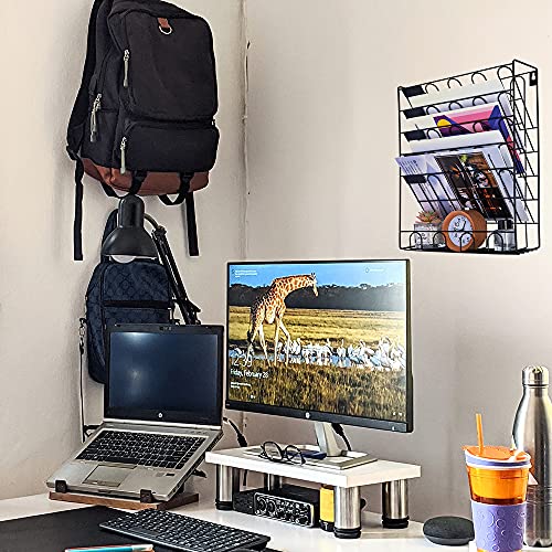 Spacrea Hanging File Holder Organizer - 6 Tier Wall Mount File Organizer, Hanging Wall File for Office, School or Home (Black)