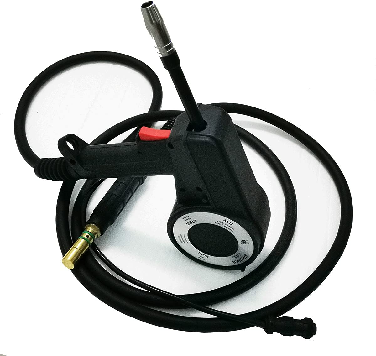 PreAsion Aluminum Spool Gun Mig Torch Fit Miller Millermatic 140 180 211300371 Spoolmate 100 Series with 10ft Cables for Aluminum Stainless Steel Iron with Welding Wire 20 Contact Tips