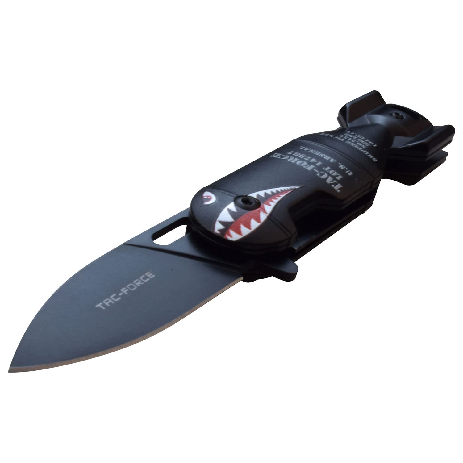Tac-Force- Folding Knife β Black Stainless Steel Drop Point Blade, Black Bomb Aluminum Handle w/Pocket Clip, Liner Lock, Tactical, EDC, Rescue - TF-1039BK