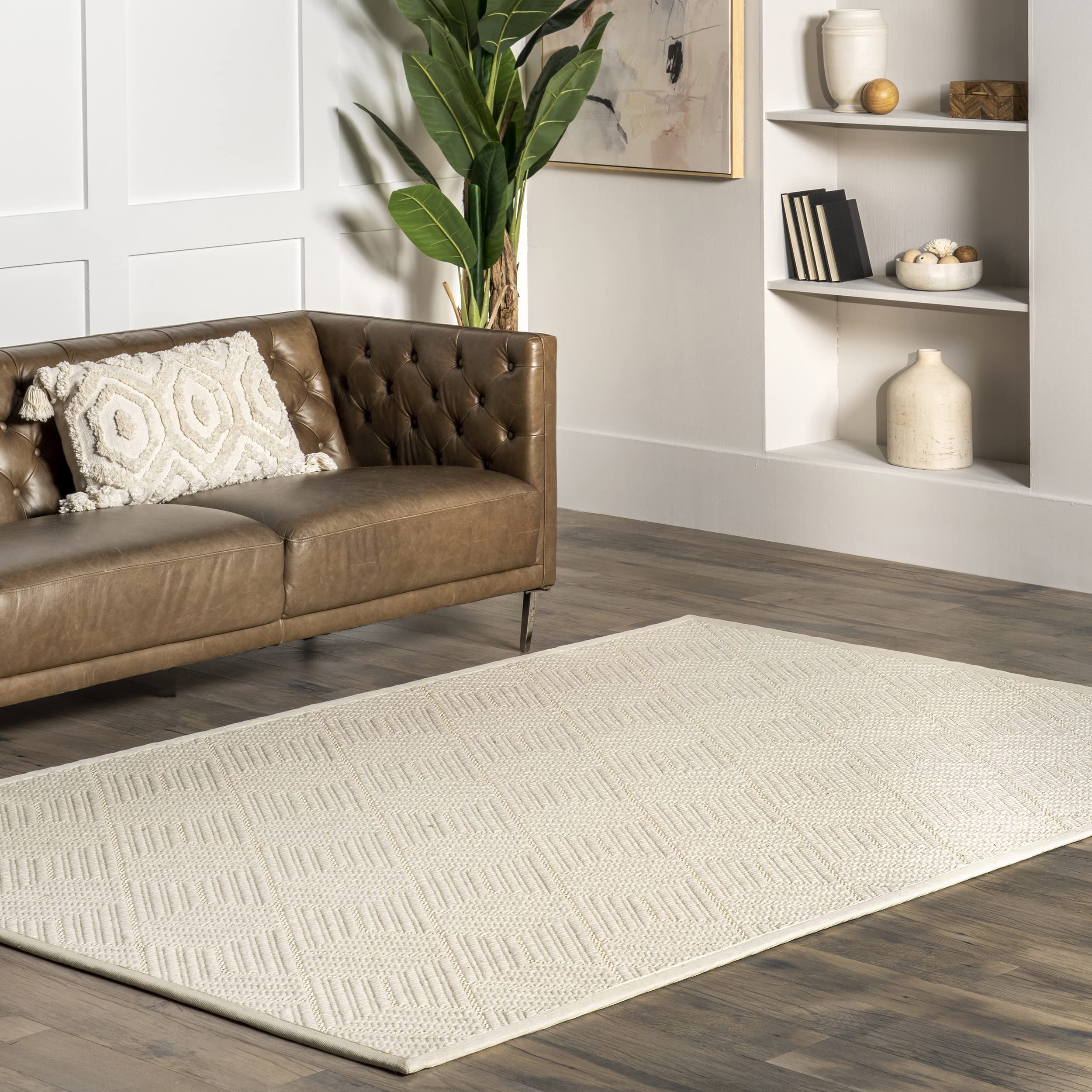 nuLOOM Natural Textured Suzanne Runner Rug, 2' 6" x 6', Cream, Rectangular