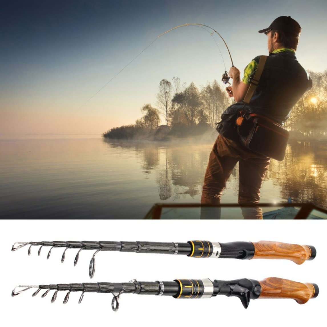 Telescopic Fishing Rod Carbon Casting Rod Carbon Fiber Portable Telescopic Fishing Pole 1.8m