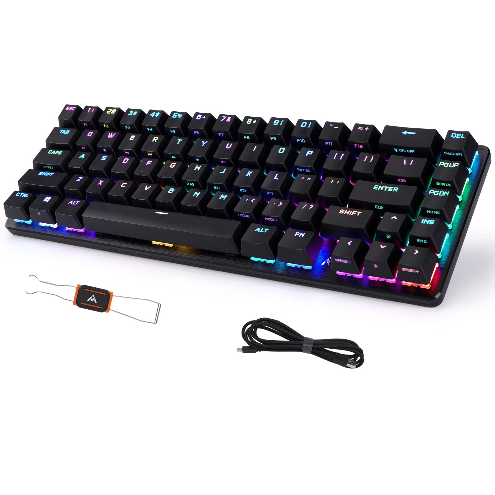 TIETI Wired Mechanical Keyboard,RGB Backlit Ultra-Compact 65% Layout 67Keys Gaming Keyboard,Hot Swappable Keyboard,Gateron Blue Switch
