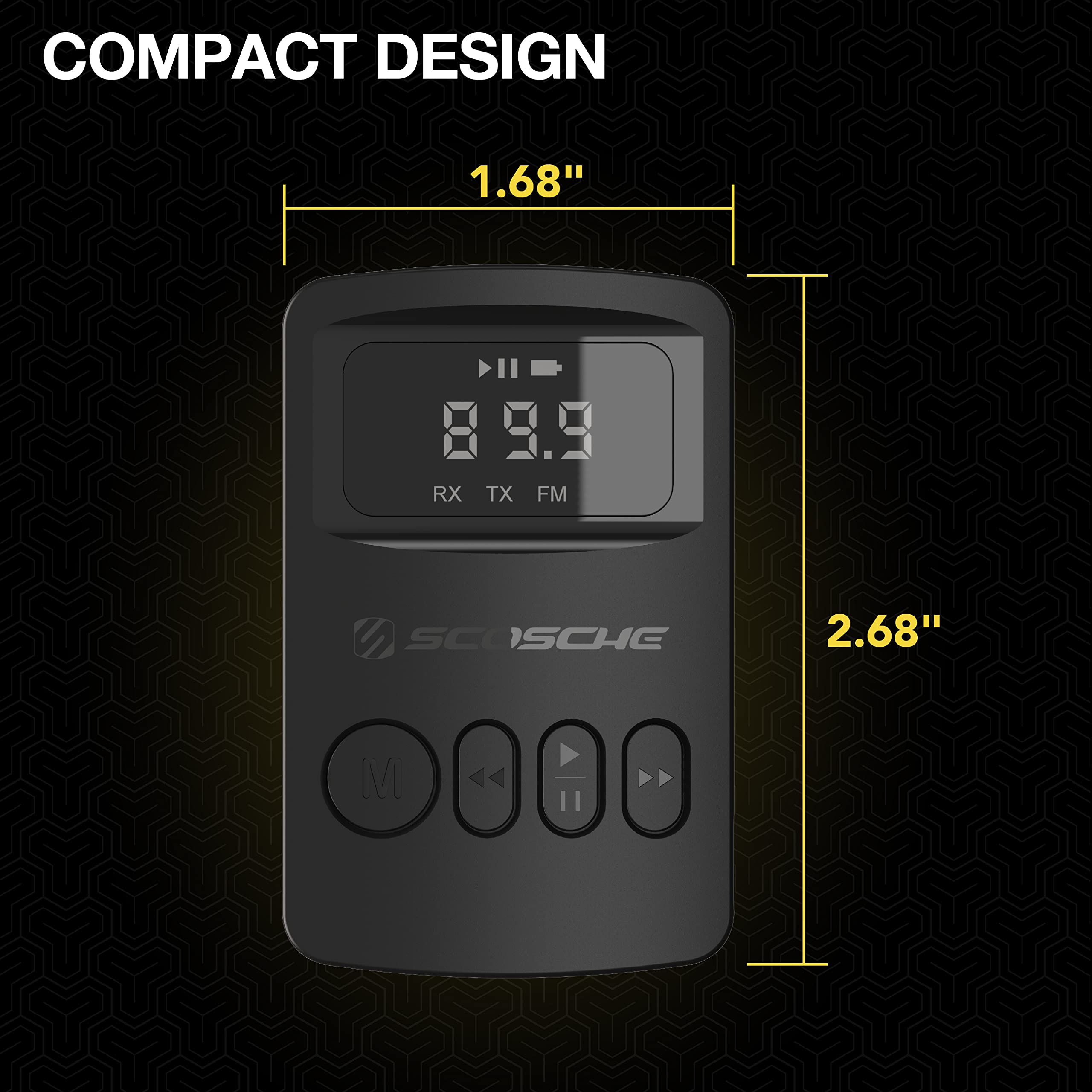 Scosche BTTRFM-SP1 Portable Bluetooth Transmitter/Receiver, FM Transmitter and Wireless Audio Receiver for TV, Headphones, Home/Car Stereo, Airplane Entertainment and more, up to 7 Hour Battery Life