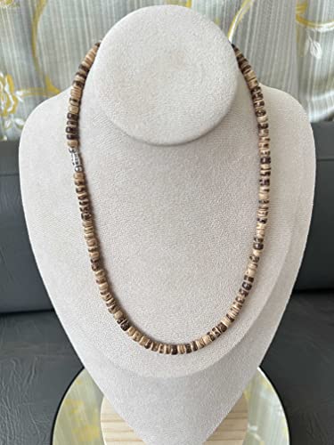 Native Treasure 18" Mens and Womens Tropical Summer Beach Surfer Necklace From the Philippines, Mixed Brown Coconut Beads