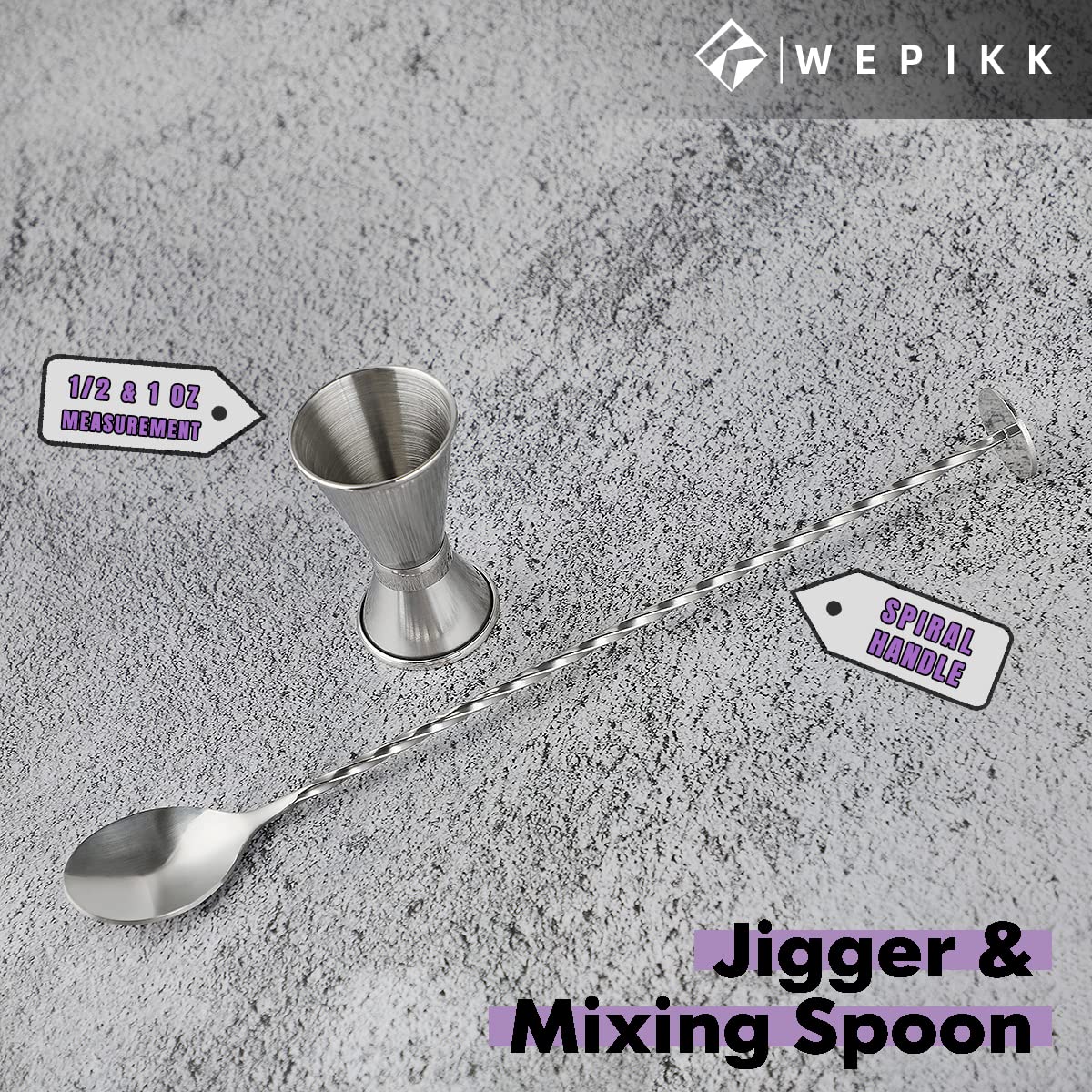 Wepikk Cocktail Shaker Boston Shaker Set Mixology Travel Bartender Kit Portable Bar Tools Carry Bag Stainless Steel 20oz & 24oz Tins Jigger Muddler Strainer Mixing Spoon Martini Margarita Mojito