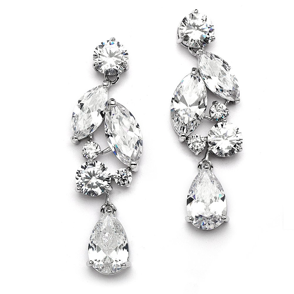 Mariell Bridal and Wedding Large Statement Earring, Bold Size Cubic Zirconia Crystal Jewelry for Brides, Pageant, Prom and Mother of the Bride