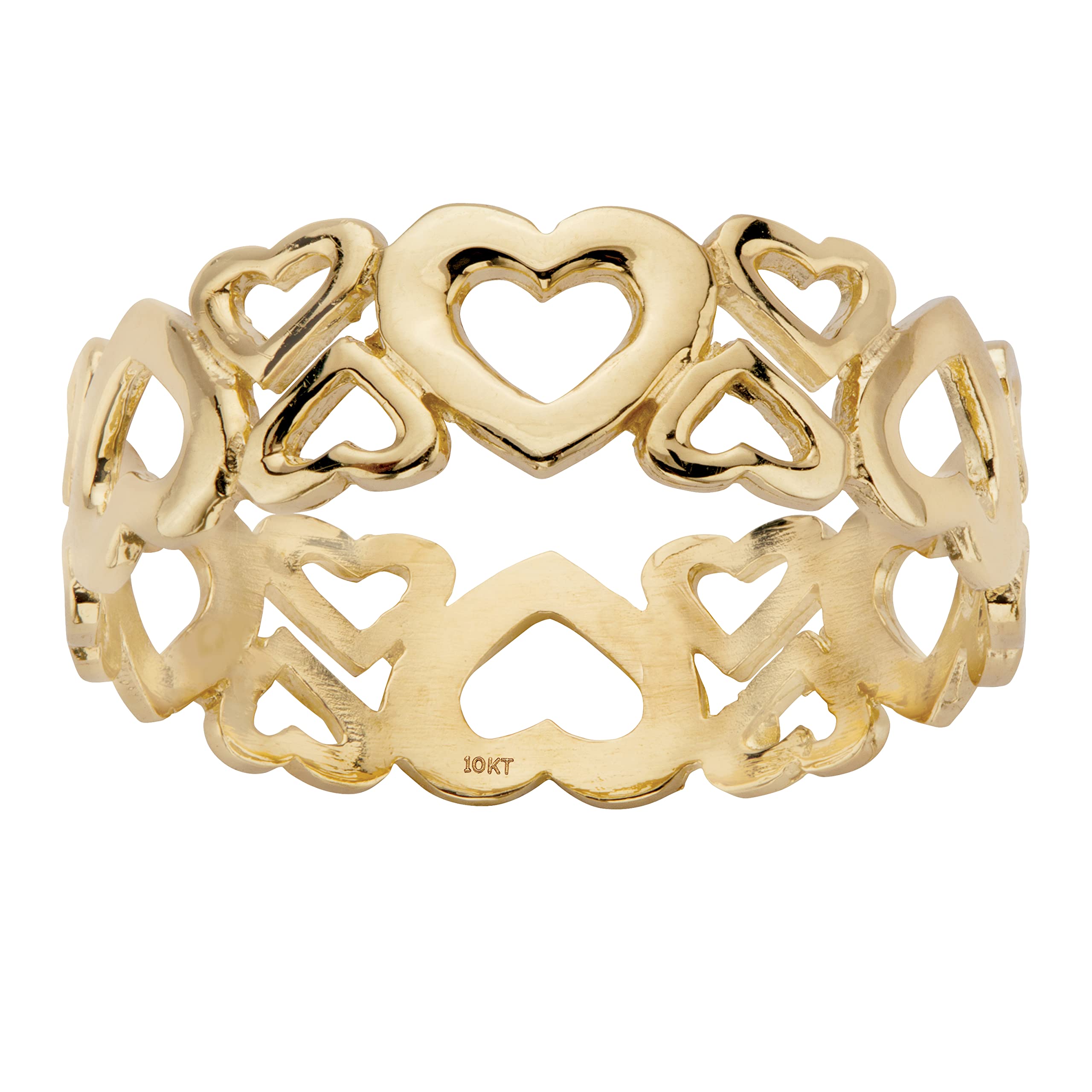 PalmBeach 10K Yellow Gold Open Heart Eternity Ring (6.5mm) Sizes 6-10 Size 6