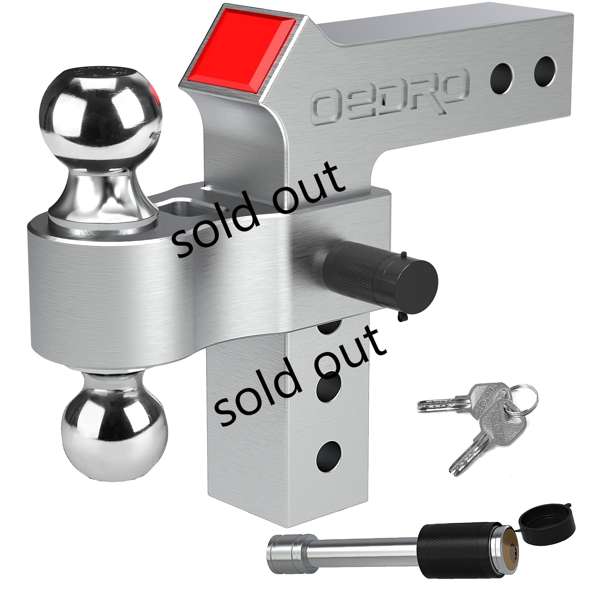 OEDRO Adjustable Trailer Hitch, 6 Inch Drop Hitch Ball Mount Fits 2 Inch Receiver, Forged Aluminum Towing Hitch, 2" & 2-5/16" Tow Balls with Double Pin Key Locks, 14,500lbs.