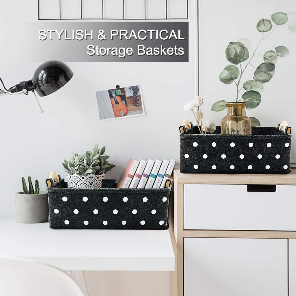 Oubra Small Gift Baskets Empty Decorative Toy Basket Long Narrow Bin Storage Container for Books CDs DVD Makeups Towel Closet Organizer Baskets