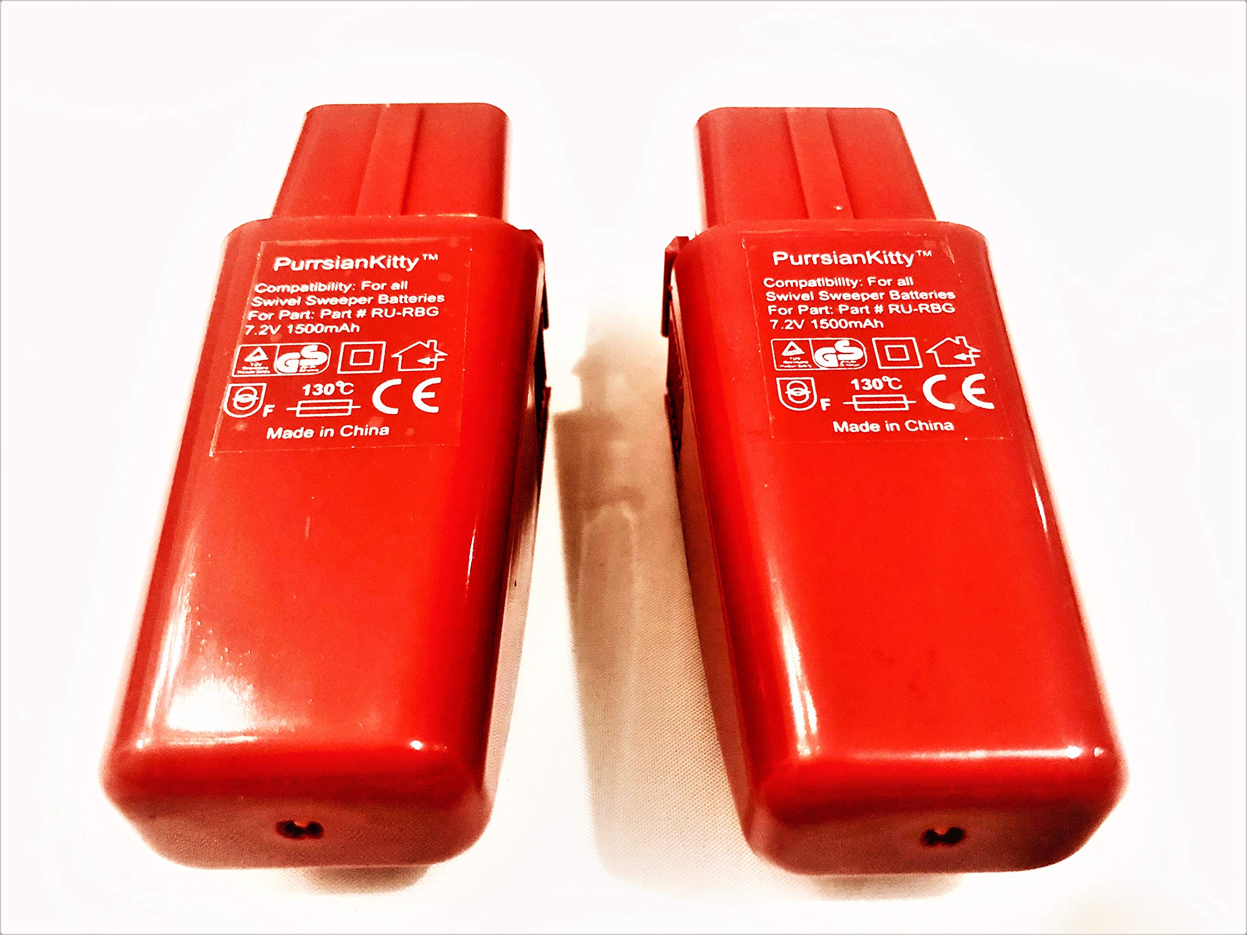 PurrsianKitty 2-Pack Battery Compatible with Swivel Sweeper G1 G2 G3 G6 G8 Max - Compatible with Part # RU-RBG - 7.2V 1500mAh Ni-MH Red