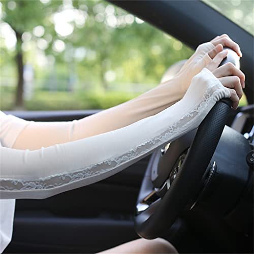 Thin Elastic Ice Sleeves Summer Driving Half Finger Long Arm Sleeve Female Lace Stitching Cycling (Color : C, Size : 54 * 16 * 24cm)