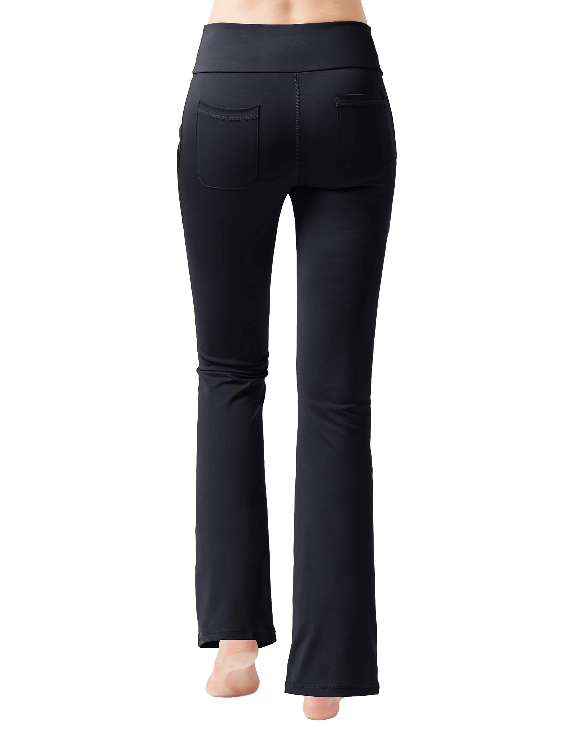 nuveti Women's High Waisted Boot Cut Yoga Pants 4 Pockets Workout Pants Tummy Control Women Bootleg Work Pants Dress Pants (Black, 3X-Large)