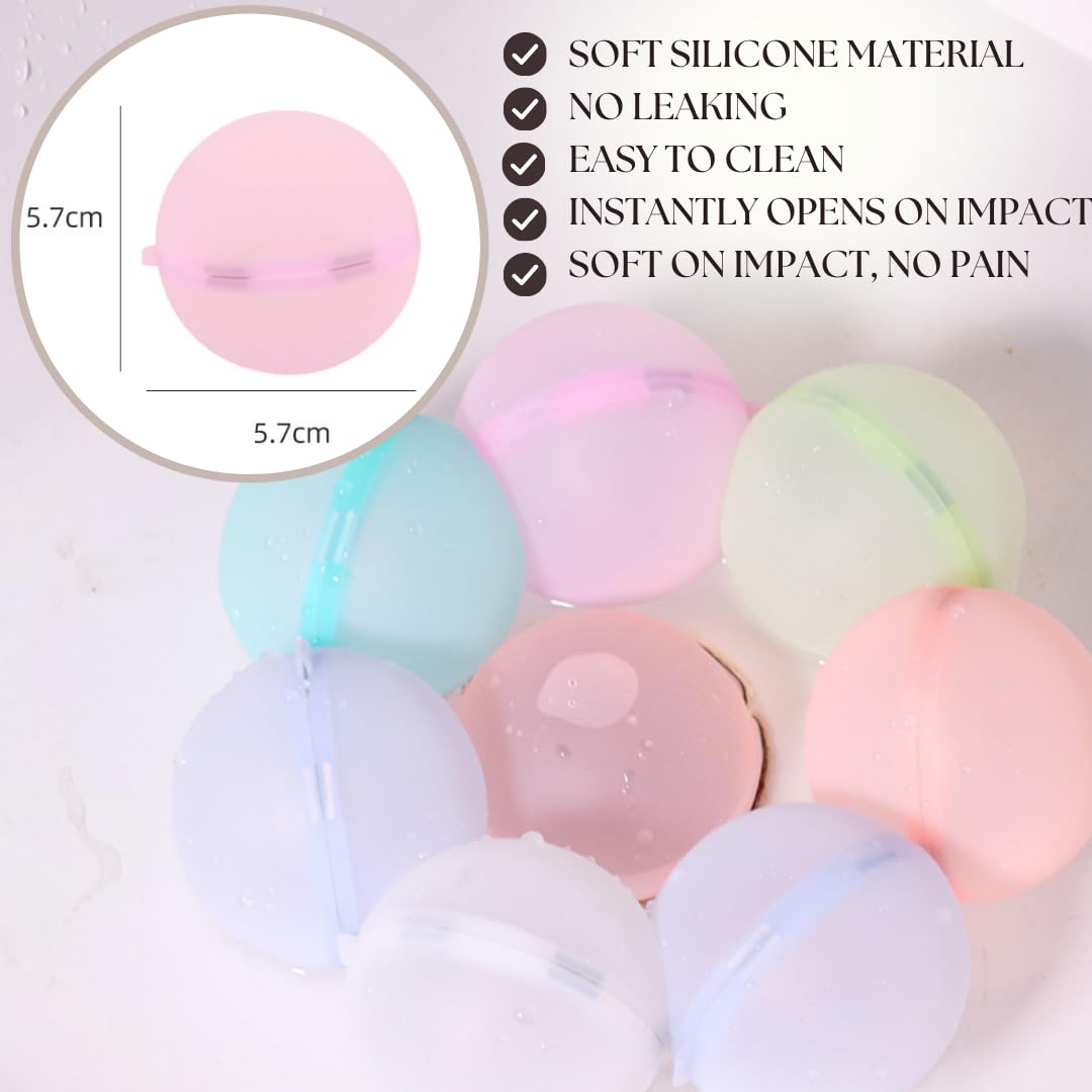 N3ST 16 Pack Reusable Magnetic Water Balloons + Storage Bag | Quick Fill Splash Balls | Refillable Silicone Water Bombs | Perfect for Pool Parties, Birthdays, and Summer Fun