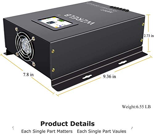 WZRELB 60A MPPT Solar Charge Controller 12V/24V/48 Auto , 18V/36V Manual, Battery Charger Controller,LCD Full Touch Screen Design