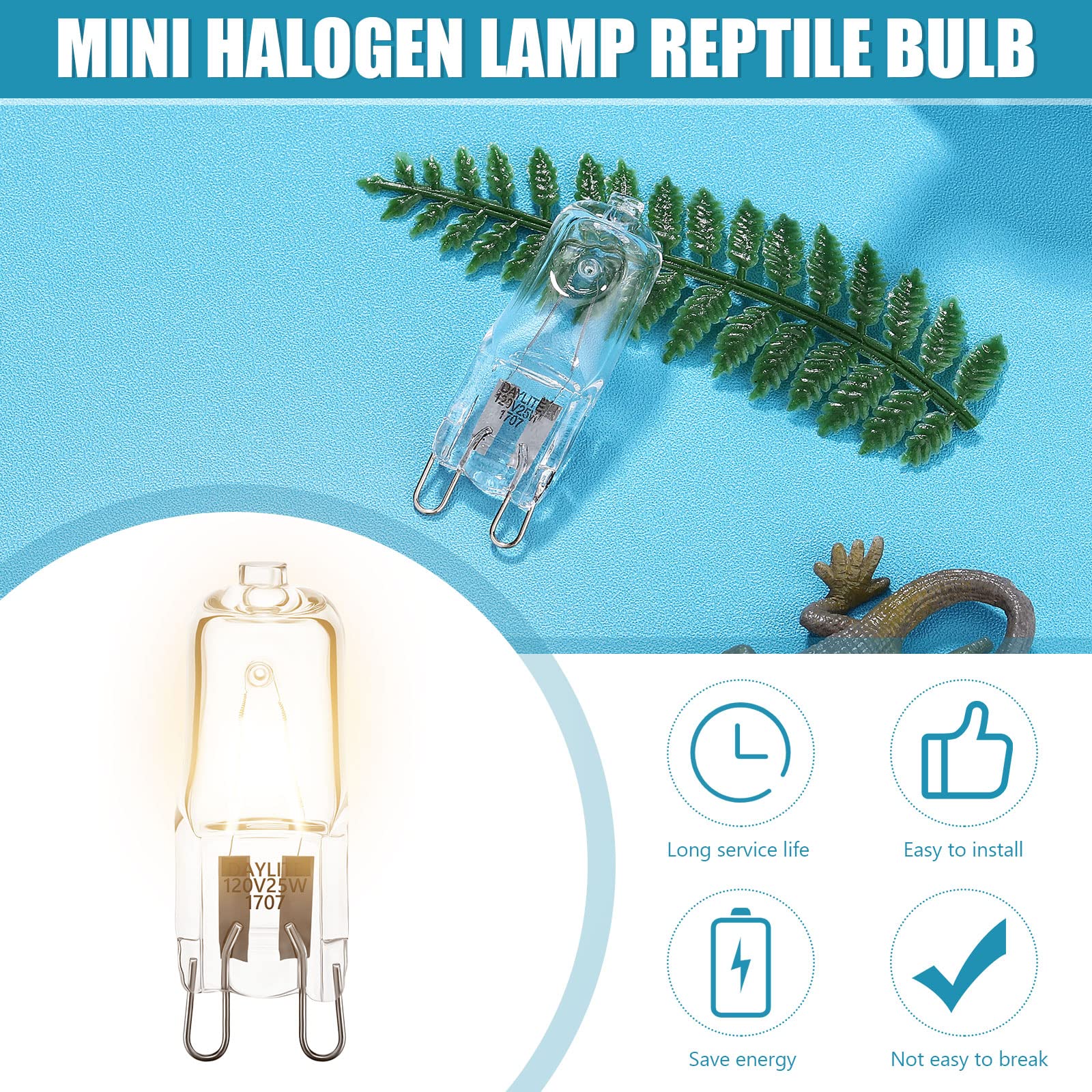Riakrum 6 Pieces G9 Halogen Light Bulbs 25 Watt Mini Halogen Lamp Reptile Bulb Warm White Bulb G9 Replacement Bulb 120 Volt Clear Small Halogen Bulb 2 Pin Base Light Bulb Light Fixture Bulb