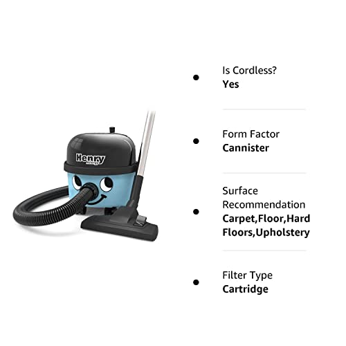 NaceCare Henry HVA160 Canister Vacuum with Allergy Easing Hepa-Filtration and AST9 kit, 1.6 Capacity, Blue