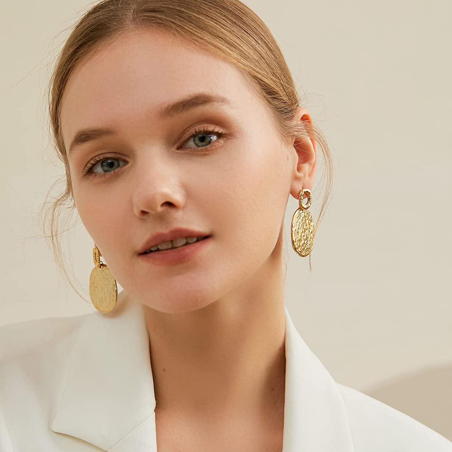 Women's 14K Gold Filled Statement Bohemian Dangle Drop Earrings Boho Hoop Earrings Hypoallergenic Jewelry Gift