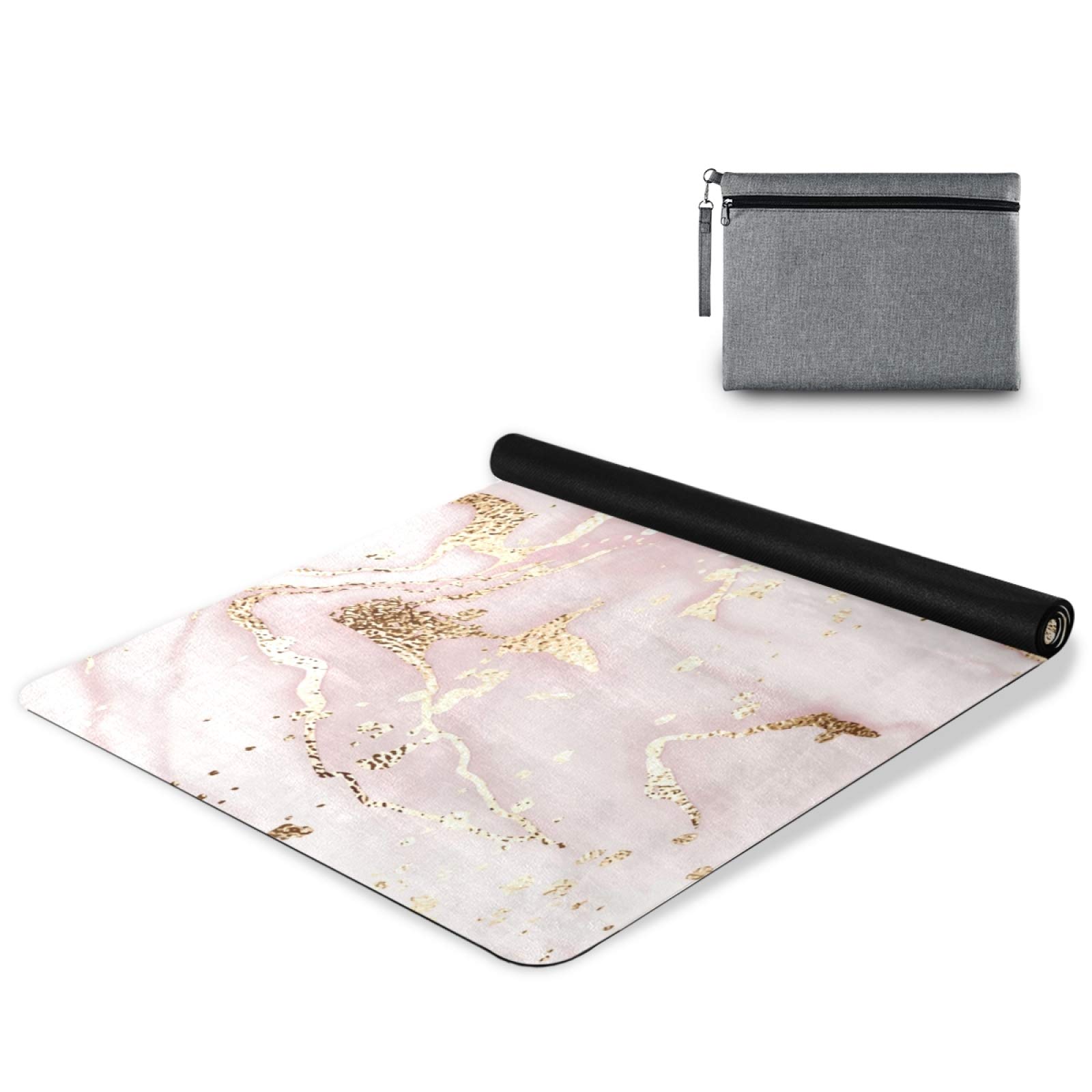 senya Rose Gold Glitter Marble Yoga Mat Cover, Non Slip Exercise Mat High Performance Grip, Coming with Carry Bag(0rh3f)