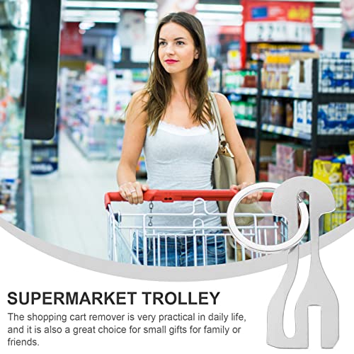 PATKAW 4pcs Shopping Trolley Release Key Removable Shopping Trolley Coin Stainless Steel Shopping Trolley Token