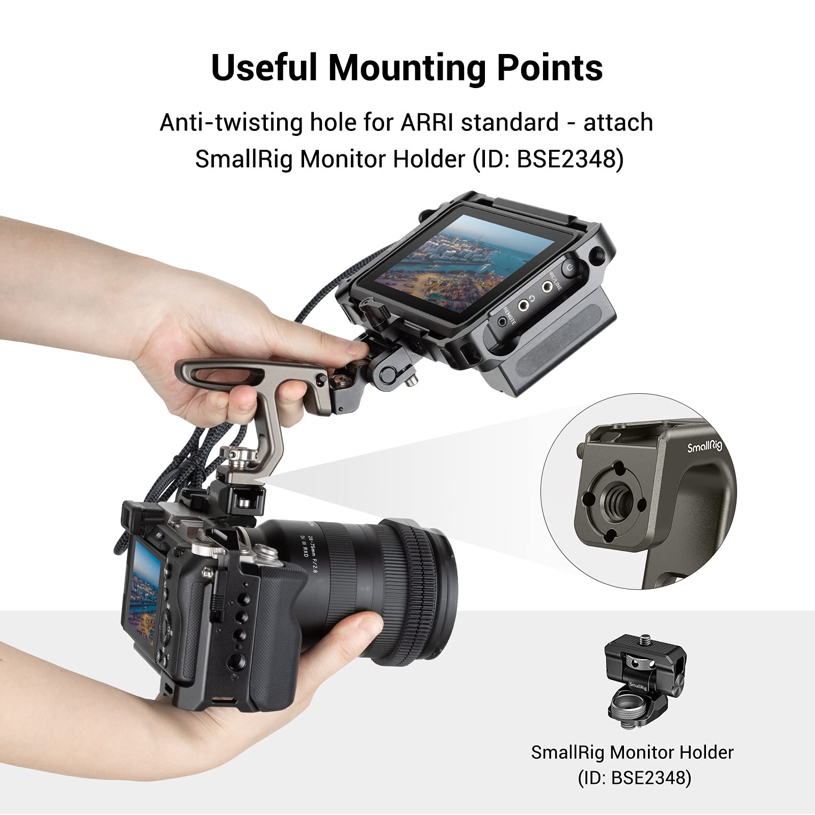 SmallRig Universal Mini Top Handle, Cold Shoe Top Handgrip for Lightweight Camera, Camera Cage Handle with Locating Point for Sony ZVE-10, for Vlog YouTube - HTH2759