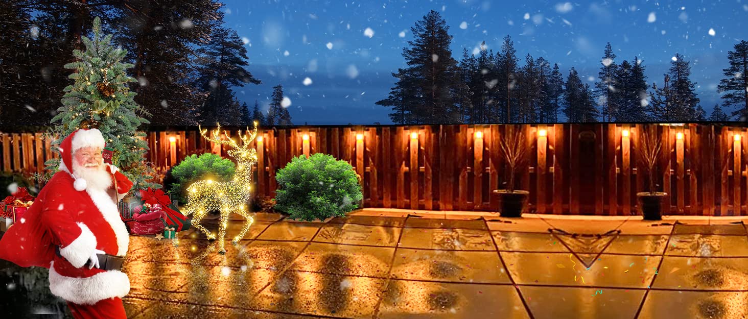 VOLISUN Solar Deck Lights ,7 Colors&Warm White Outdoor 4-Pack Waterproof Led Color Glow Solar Lights for Step,Fence,Railing,Wall,Stairs (1800mah,Long Lighting Time)
