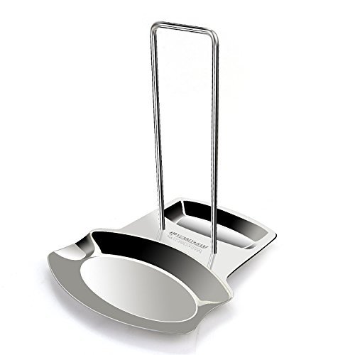 Yummy Sam Pot Lid Holder and Spoon Rest, Stainless Steel Utensils Lid Spoon Holder Ladle Rest Pot Lid Rack Shelf Stand Holder Multifunctional Storage Rack Stove Organizer (Silver)