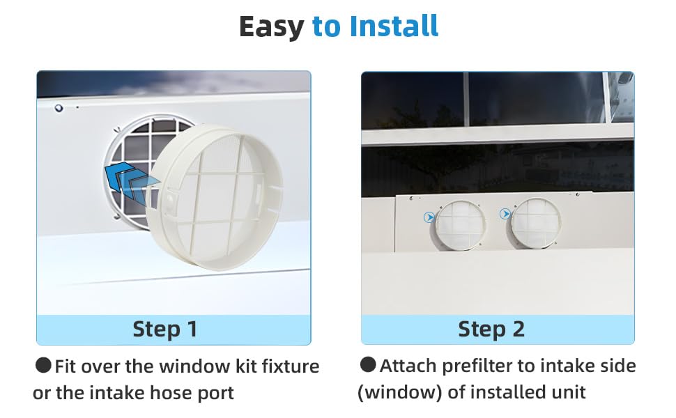 Washable Hose Pre-filter for Portable Air Conditioner, Perfect Fit, 5ββ Diamiter 2 Pack White